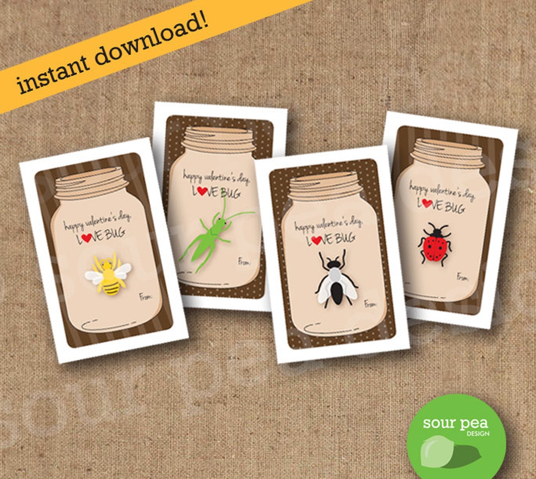 INSTANT DOWNLOAD: DIY Printable Valentines - "love Bug" - Etsy