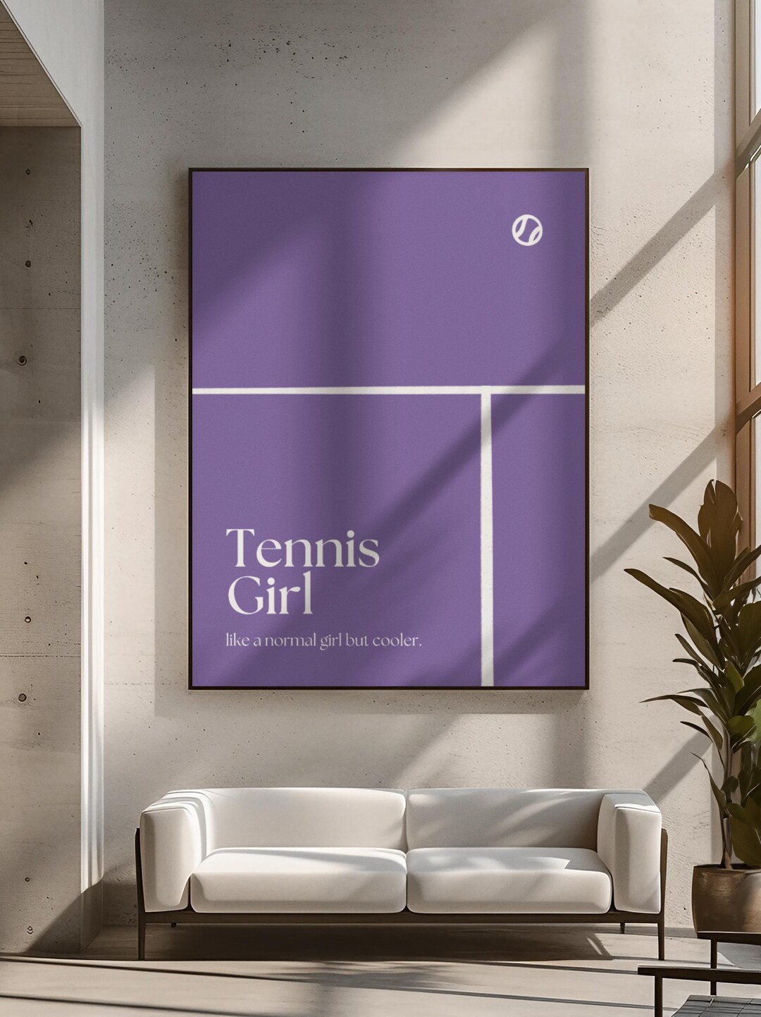 Purple Tennis Typography Art Print: Modern Sports Poster (digital ...