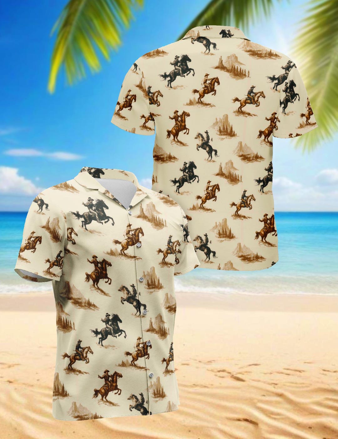 Vintage Cowboy Hawaiian Shirt, Western Rodeo Aloha Shirt for Men Women ...