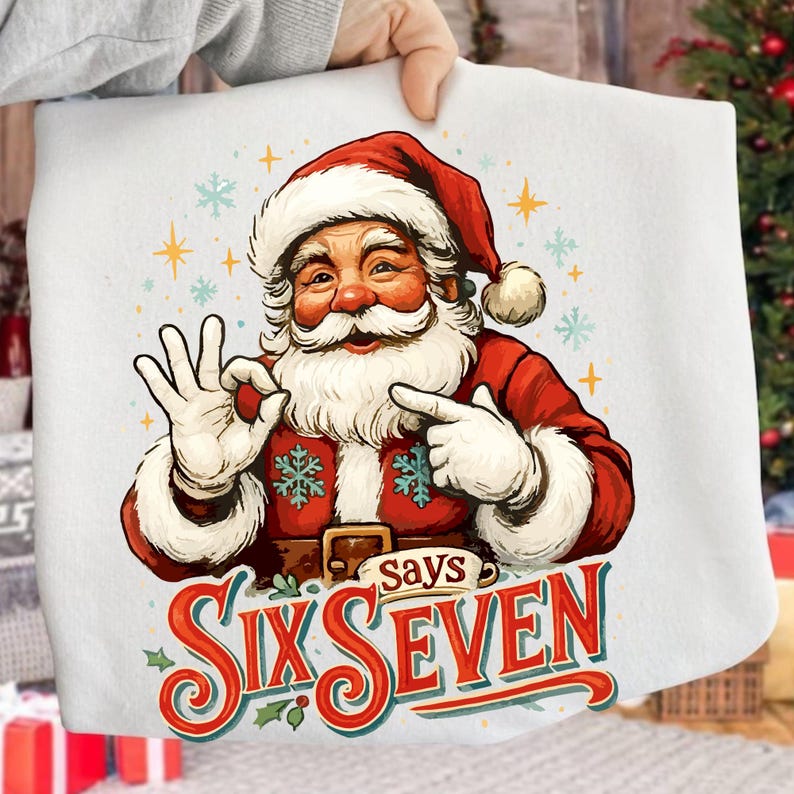 Meme engraçado do Papai Noel "Seis Sete" PNG: Design viral de Natal ...