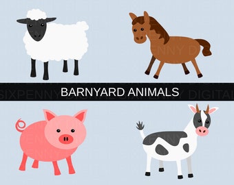 Farm Animals Clipart / Farm Clip Art / Barnyard Animals | Etsy