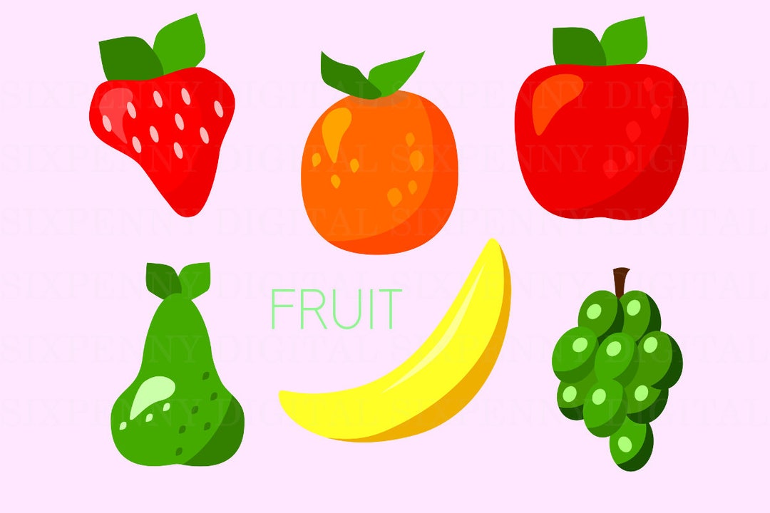 Fruit Clipart, Apple Clip Art, Grapes Clipart, Banana Clipart, Orange ...