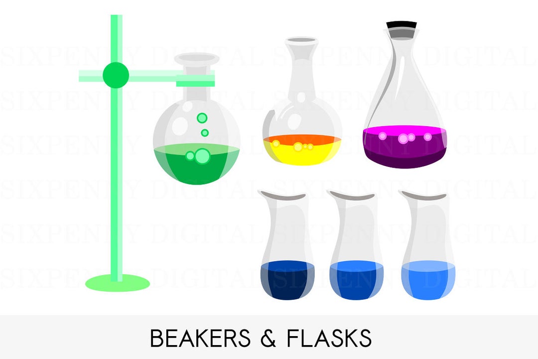 Science Clipart, Chemistry Clipart Set, Test Tube, Flasks, Beakers and ...