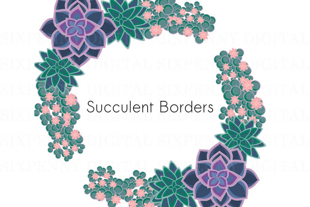 Succulent Border Clipart, Printable Succulent Clipart, Succulent Frames ...