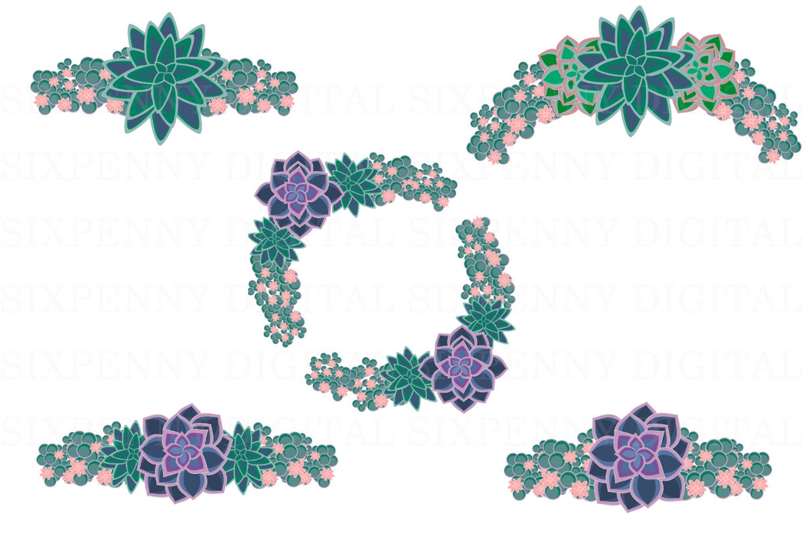 Succulent Border Clipart, Printable Succulent Clipart, Succulent Frames ...