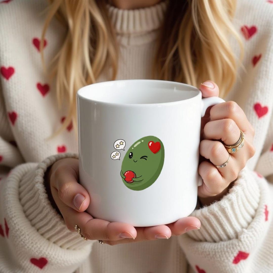 Cute Avocado Mug With Heart, Kawaii Food Lover Coffee Cup, Gift for ...