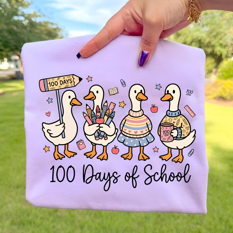 100 Days of School Ducks Png, Cute Goose Teacher Png, Classroom School ...