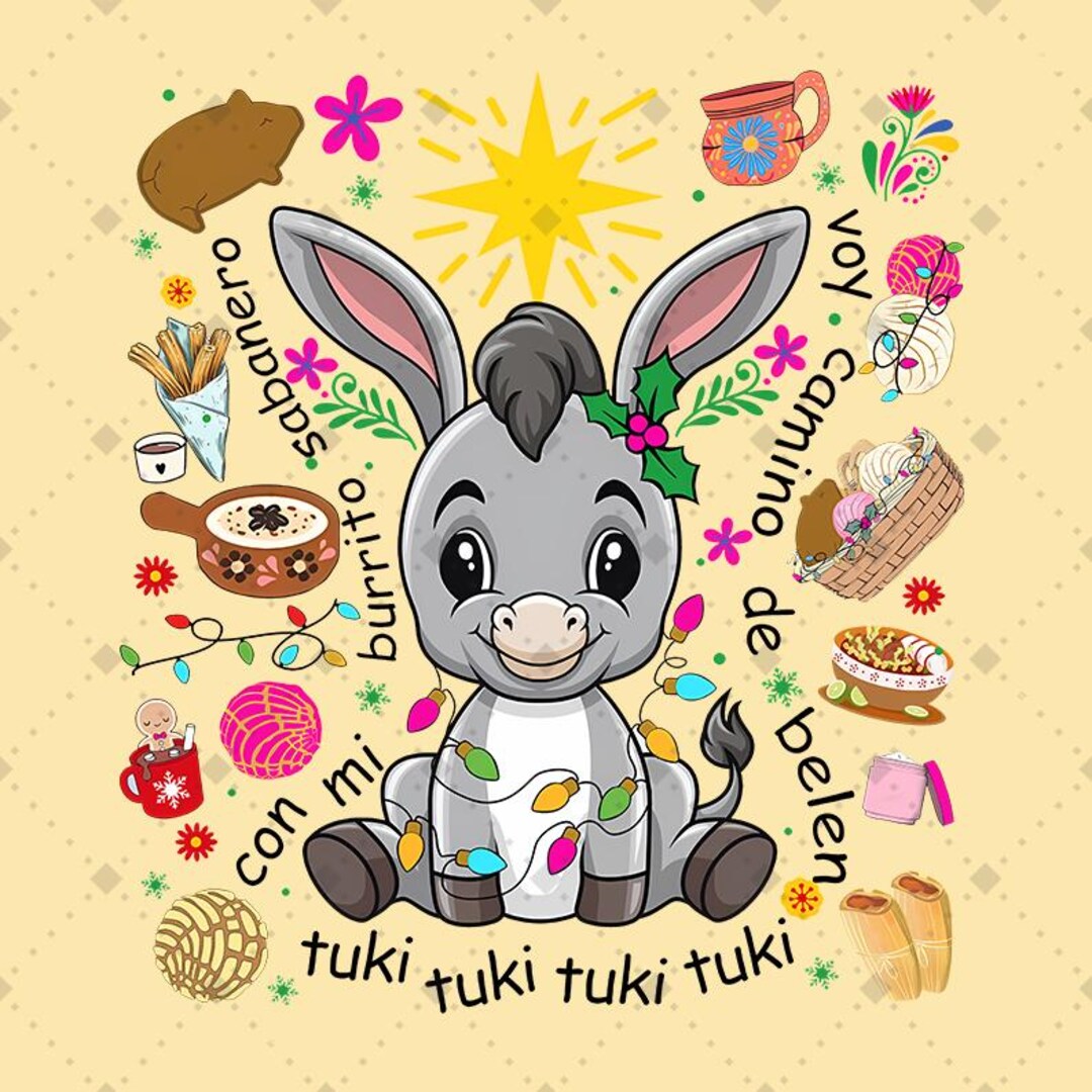 Burrito Sabanero Christmas PNG, Cute Donkey Latin Holiday Clipart, Tuki ...