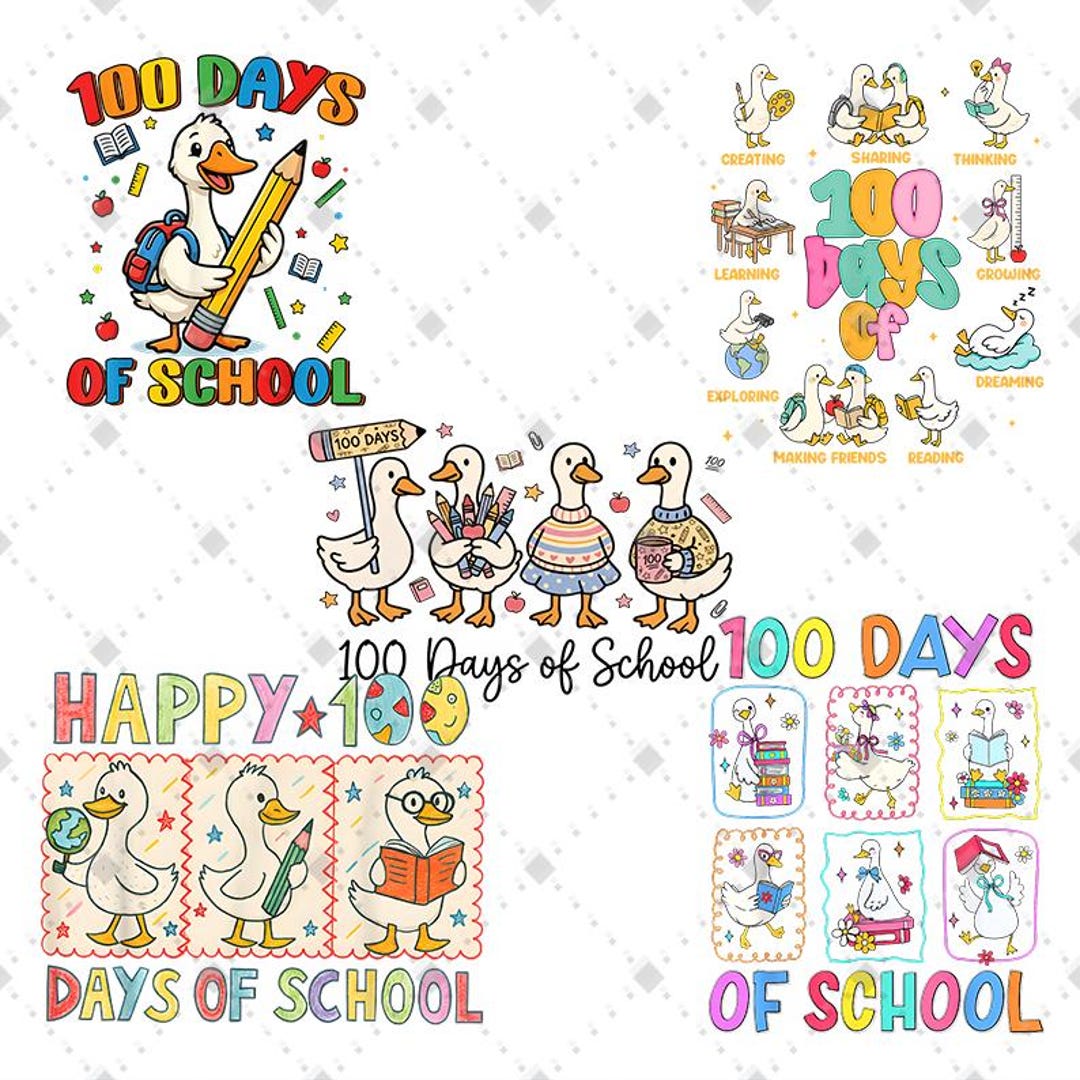 100 Days of School Ducks Png, Cute Goose Teacher Png, Classroom School ...