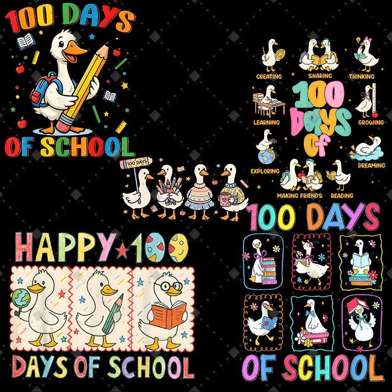 100 Days of School Ducks Png, Cute Goose Teacher Png, Classroom School ...
