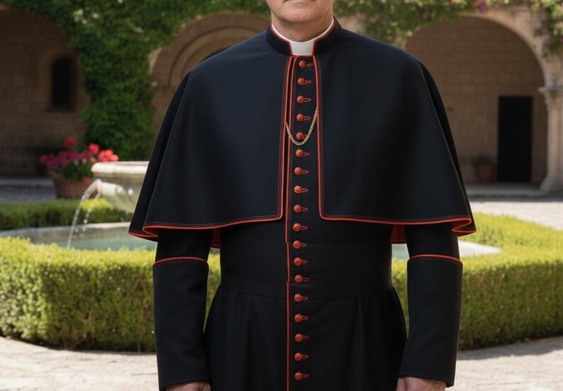 Traditional Black Clergy Cassock With Red Trim - Catholic Priest ...