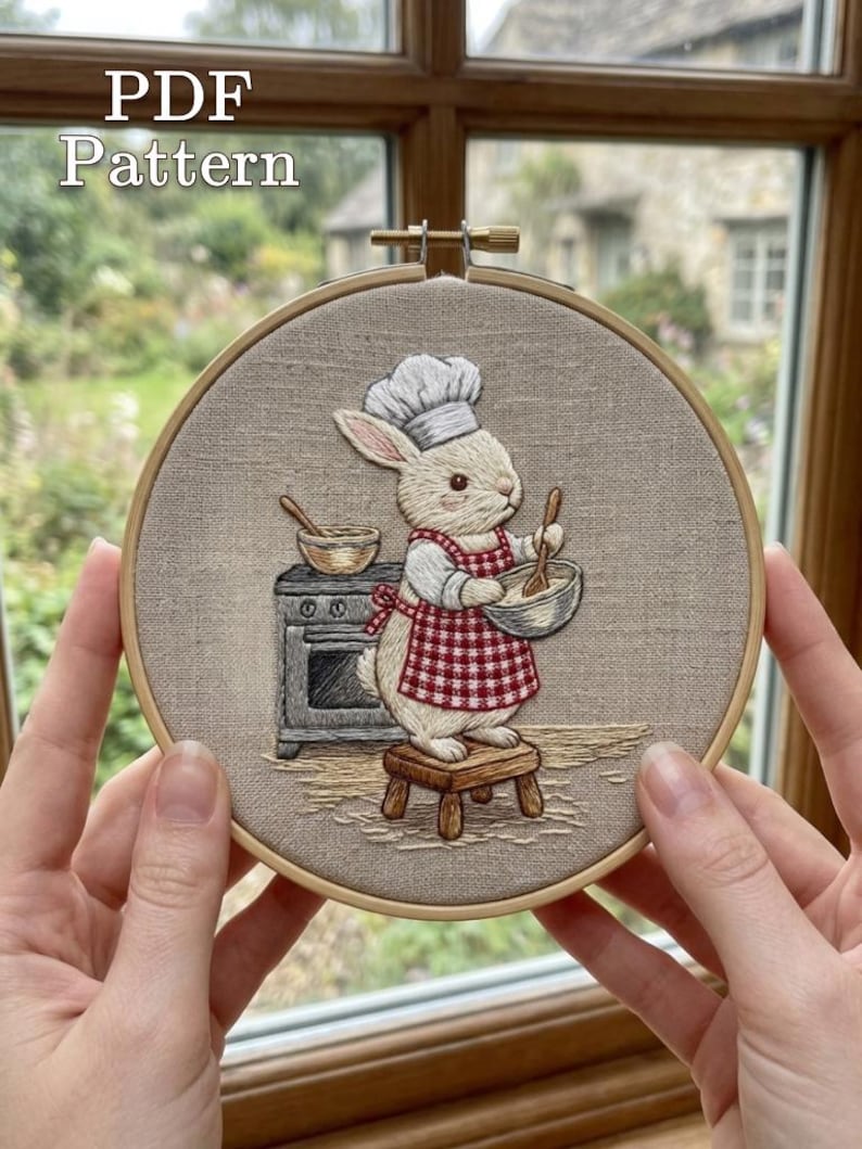 Chef Rabbit – Hand Embroidery Pattern PDF - Etsy UK