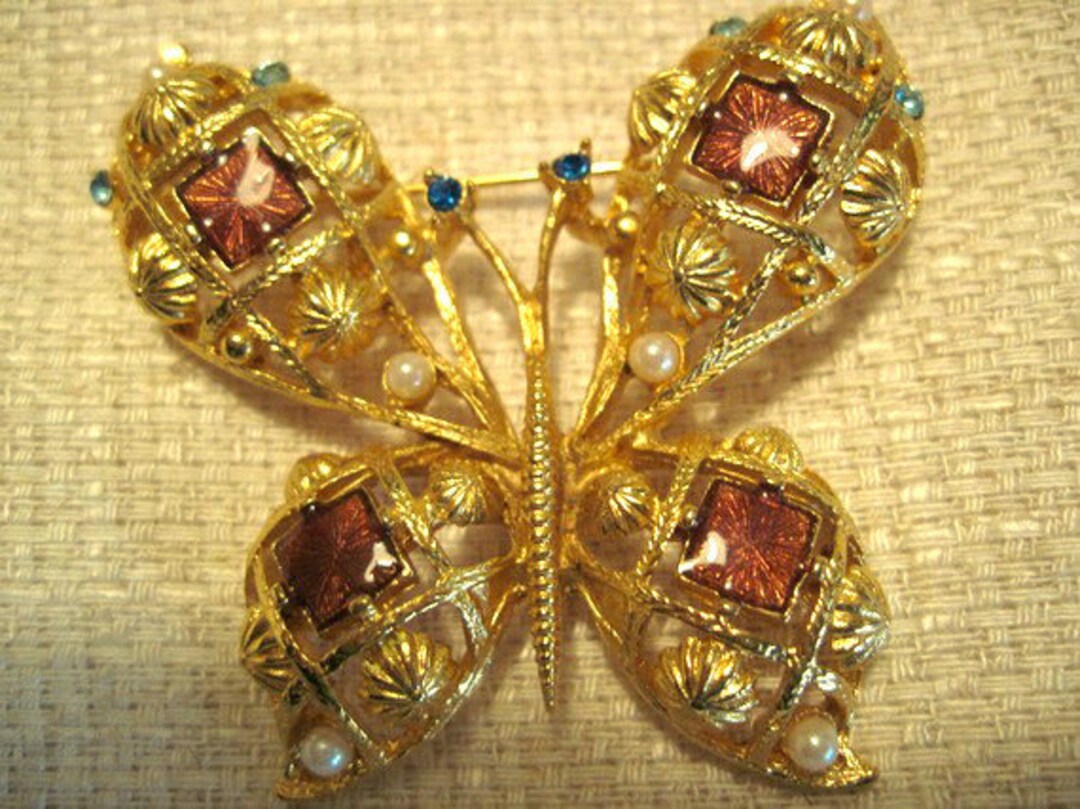 Vintage AVON Gold and Topaz Butterfly Brooch BUT 114 AVON Gold Butterfly Brooch Topaz Brooch Topaz and Gold Butterfly Brooch Etsy