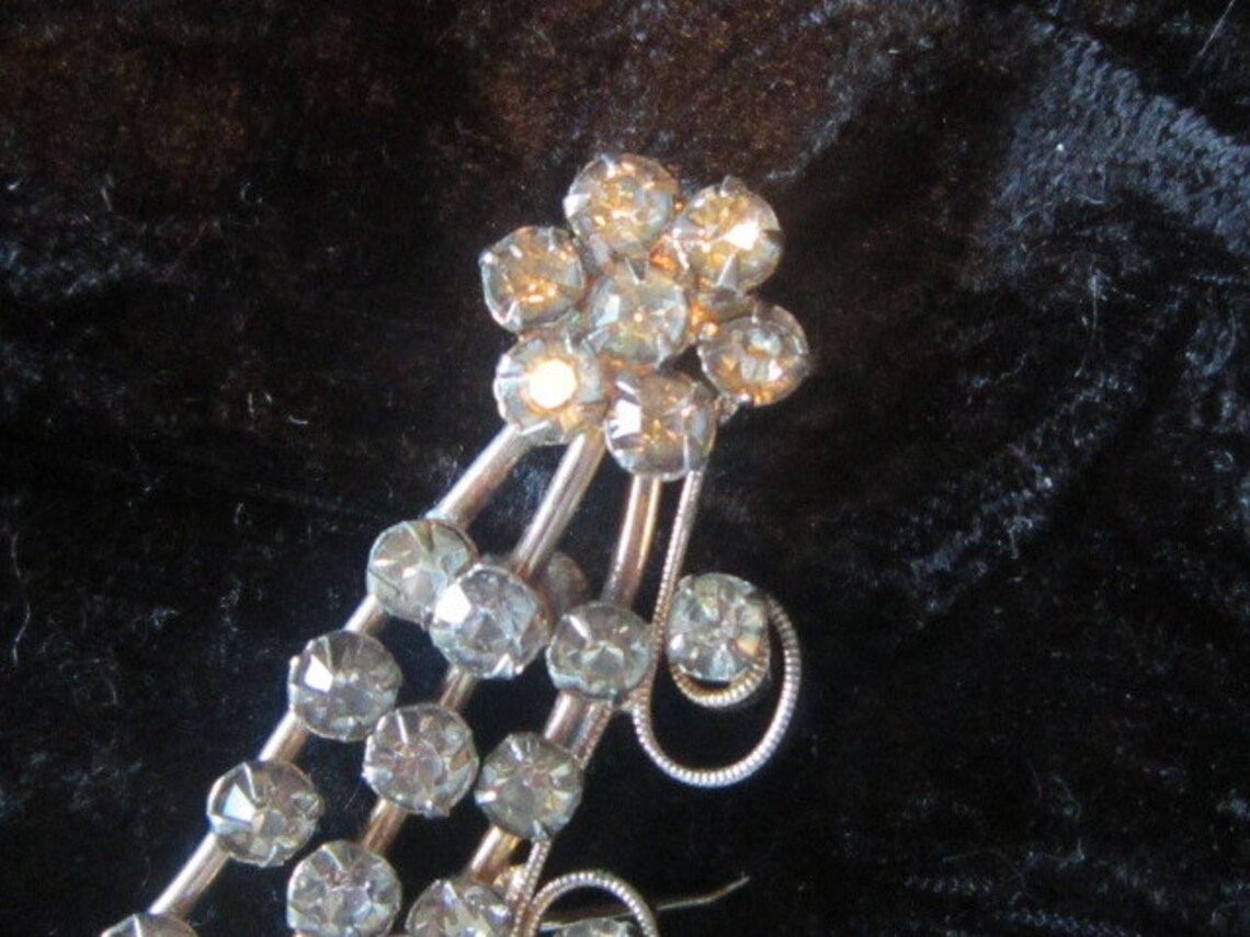 Vintage Silver and Gold Rhinestone Brooch BR-115 Silver and Rhinestone ...