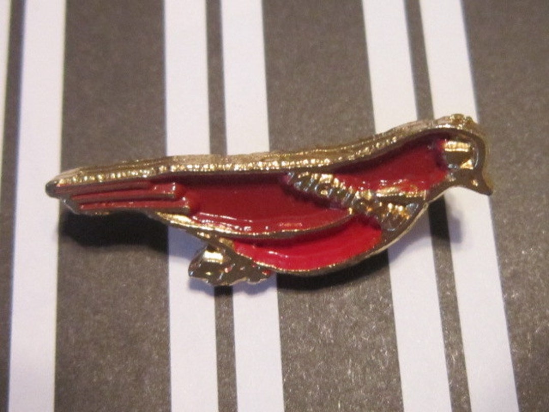 Vintage Red and Gold Bird Brooch - Etsy