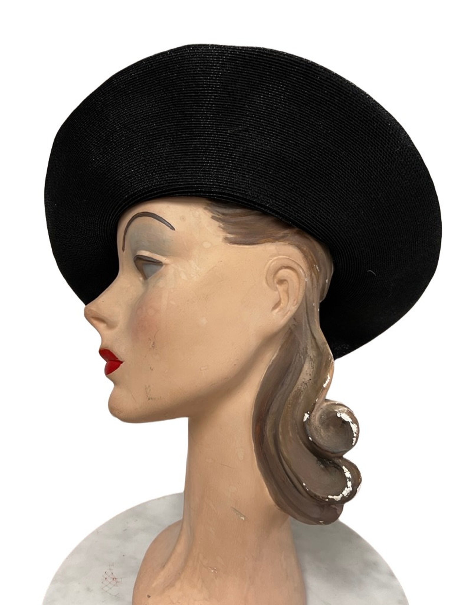 Stunning 1940s Big Black Straw Beret With Rhinestone Baubles - Etsy