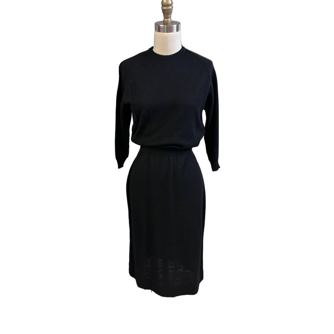 VTG Francesca Little Black Dress 1950s Sheath LBD Sz S/M Italian Zephyr ...