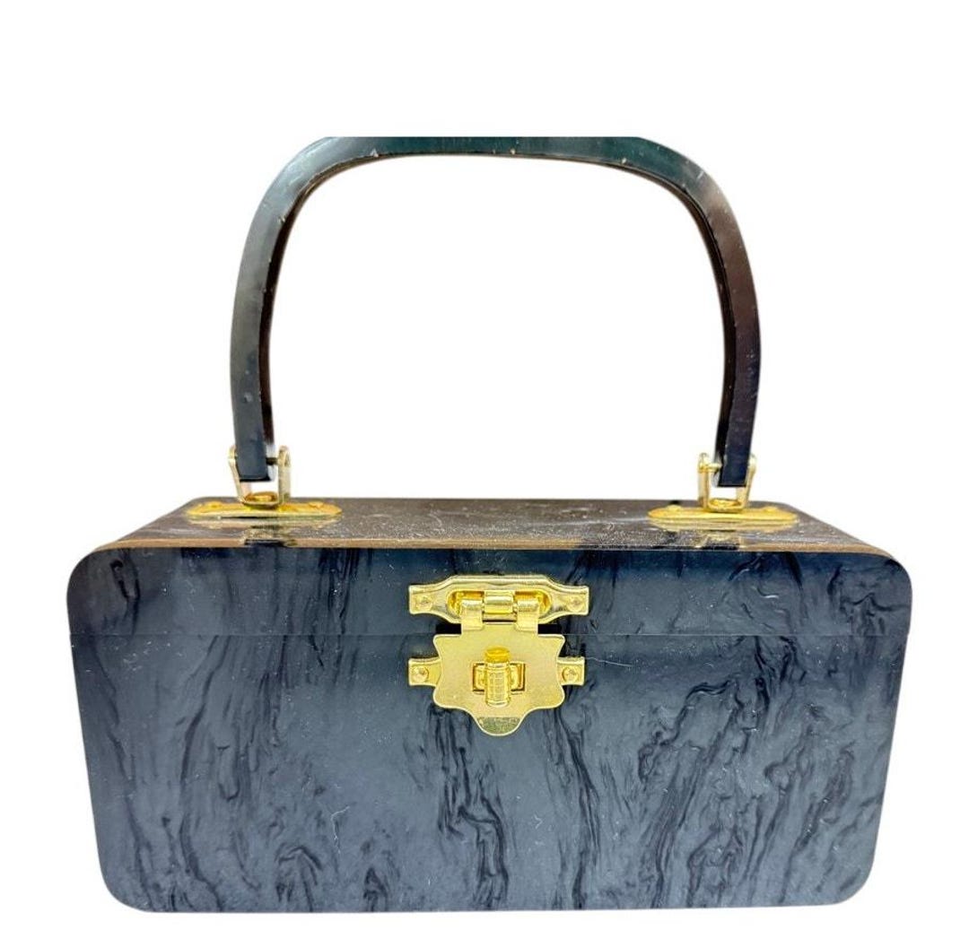 Fabulous 1940s Pearlized Gray Lucite Box Bag Purse - WW2 Era-rockabilly ...
