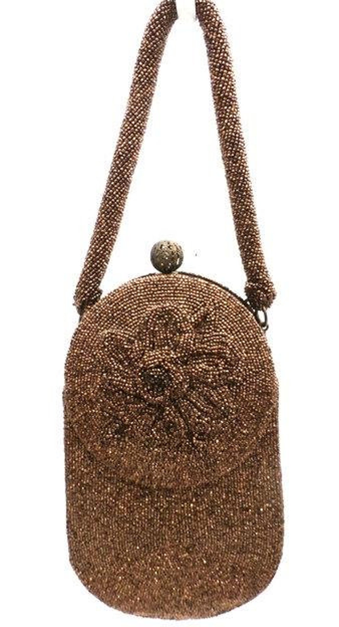 Rare Oval 1940s Beaded Bag Purse Vintage Evening Bag Copper Beaded ...