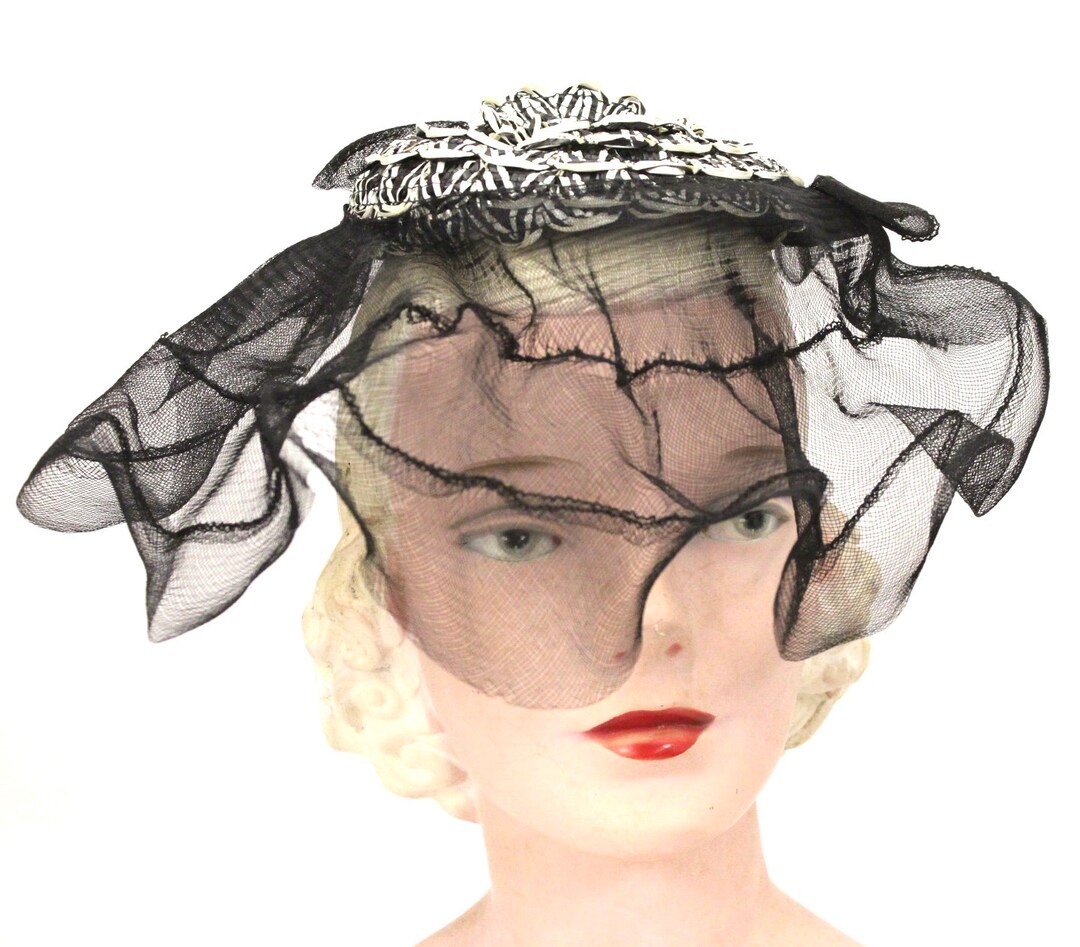 Vintage Calot Hat Horsehair Half Brim 1940s O/S Guernsey Pie Fascinator ...