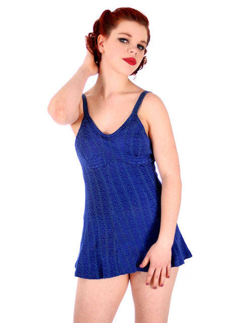 Vintage Womens Swimsuit Bathing Suit Royal Blue Textured - Etsy