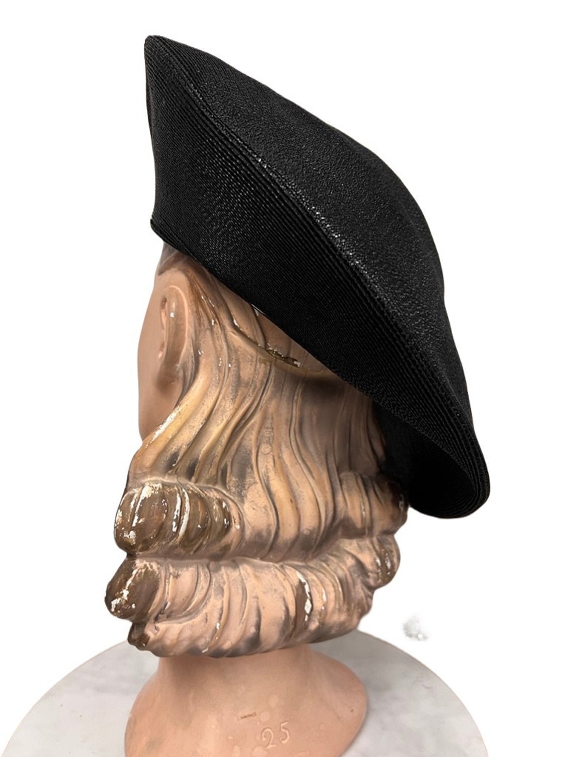 Stunning 1940s Big Black Straw Beret With Rhinestone Baubles - Etsy