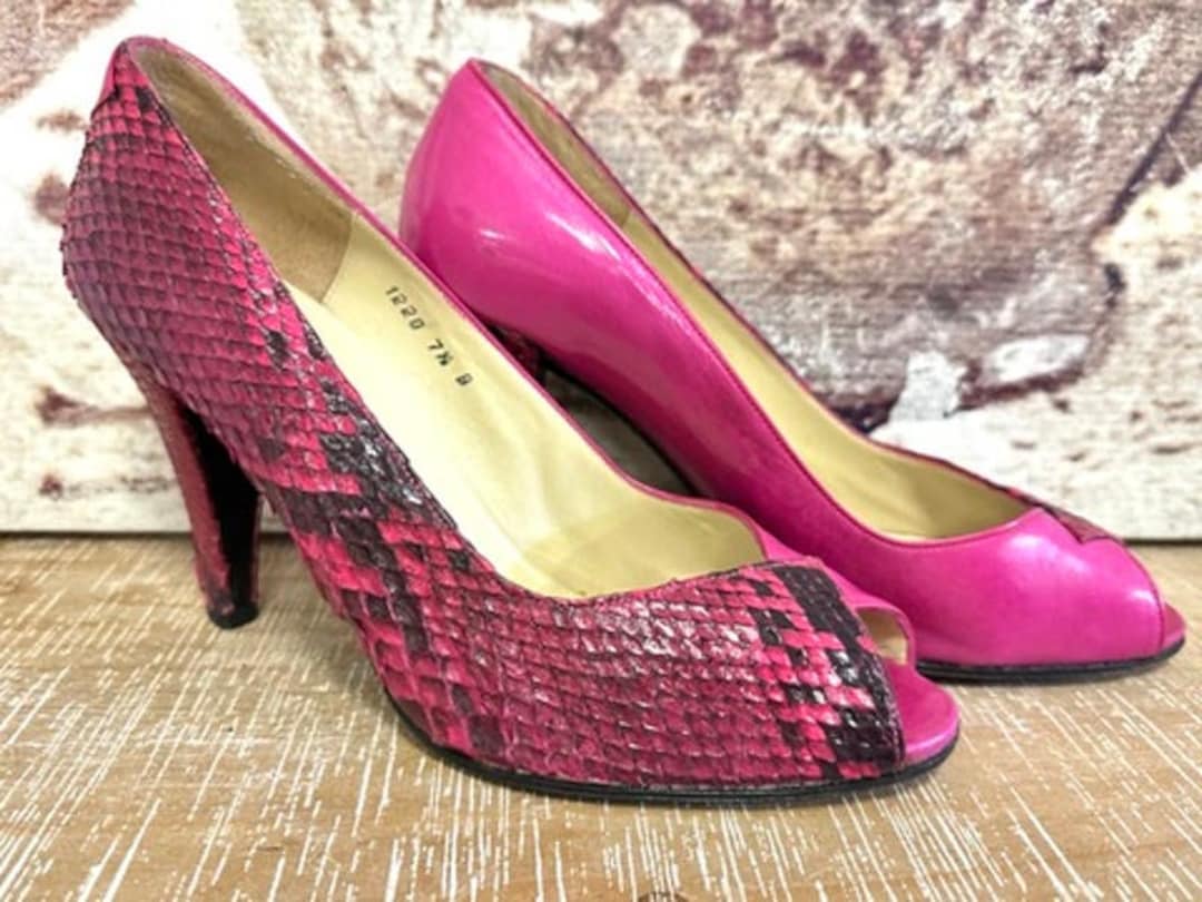 VTG Christian Dior Mob Wife Aesthetic 80s Retro Hot Pink Leather Snake ...