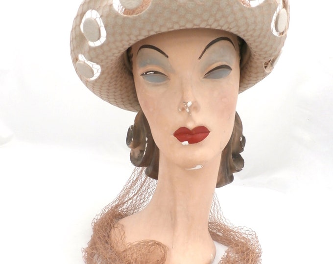 Vintage Schiaparelli Hat Turned up Brim Open Work Late 1950s Floating ...