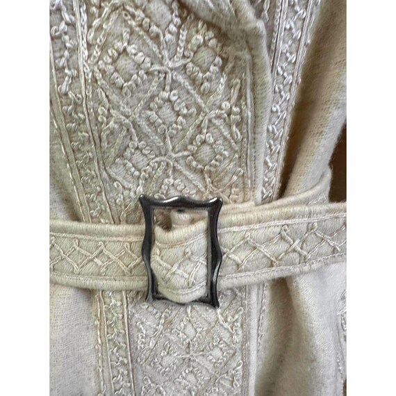 Antique Handwoven Wool Coat Duster Edwardian Cream Em… - Gem