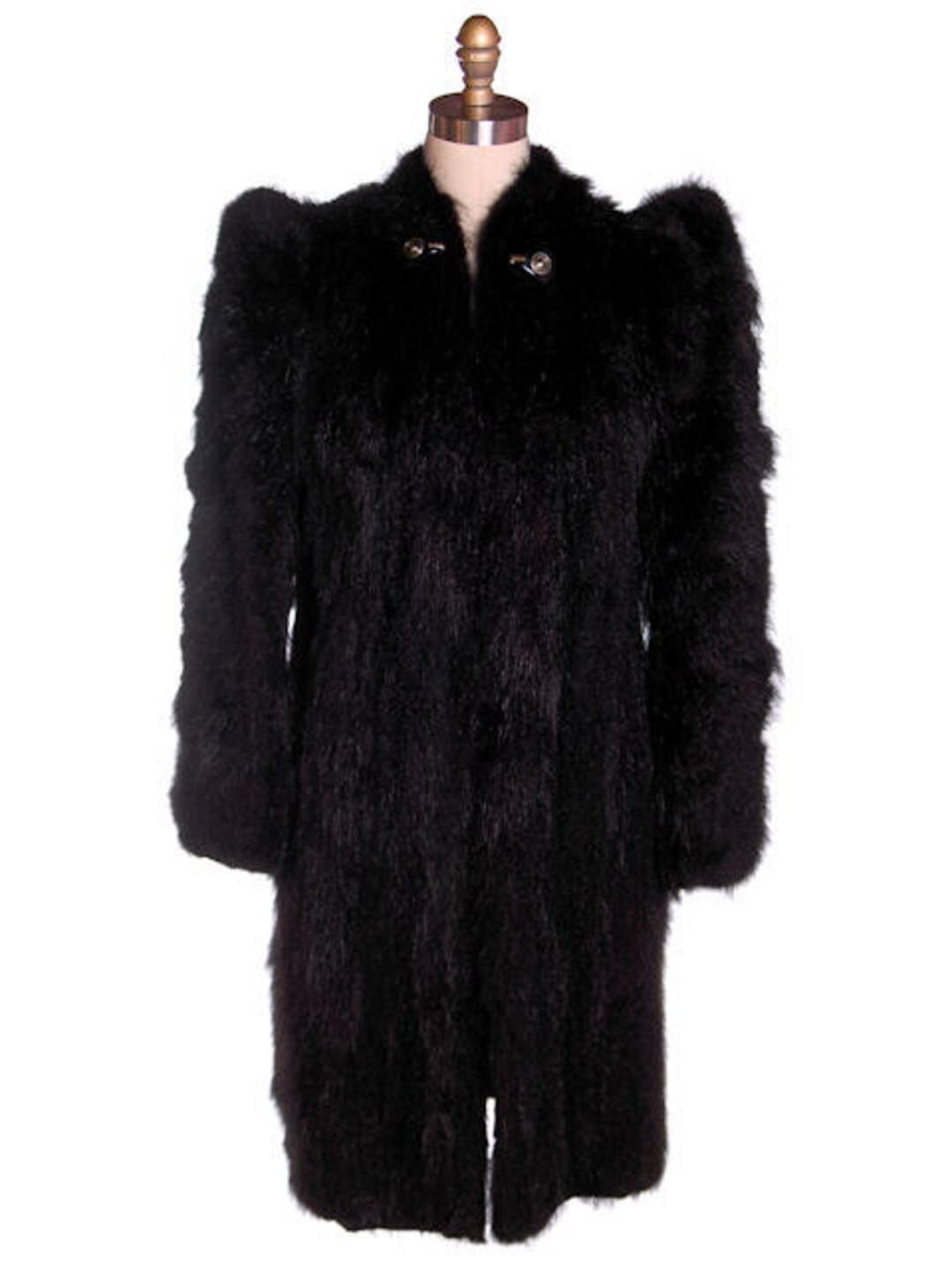 Ethereal Vintage Womens Coat Black Super Shiny Skunk Fur 1930s Big ...