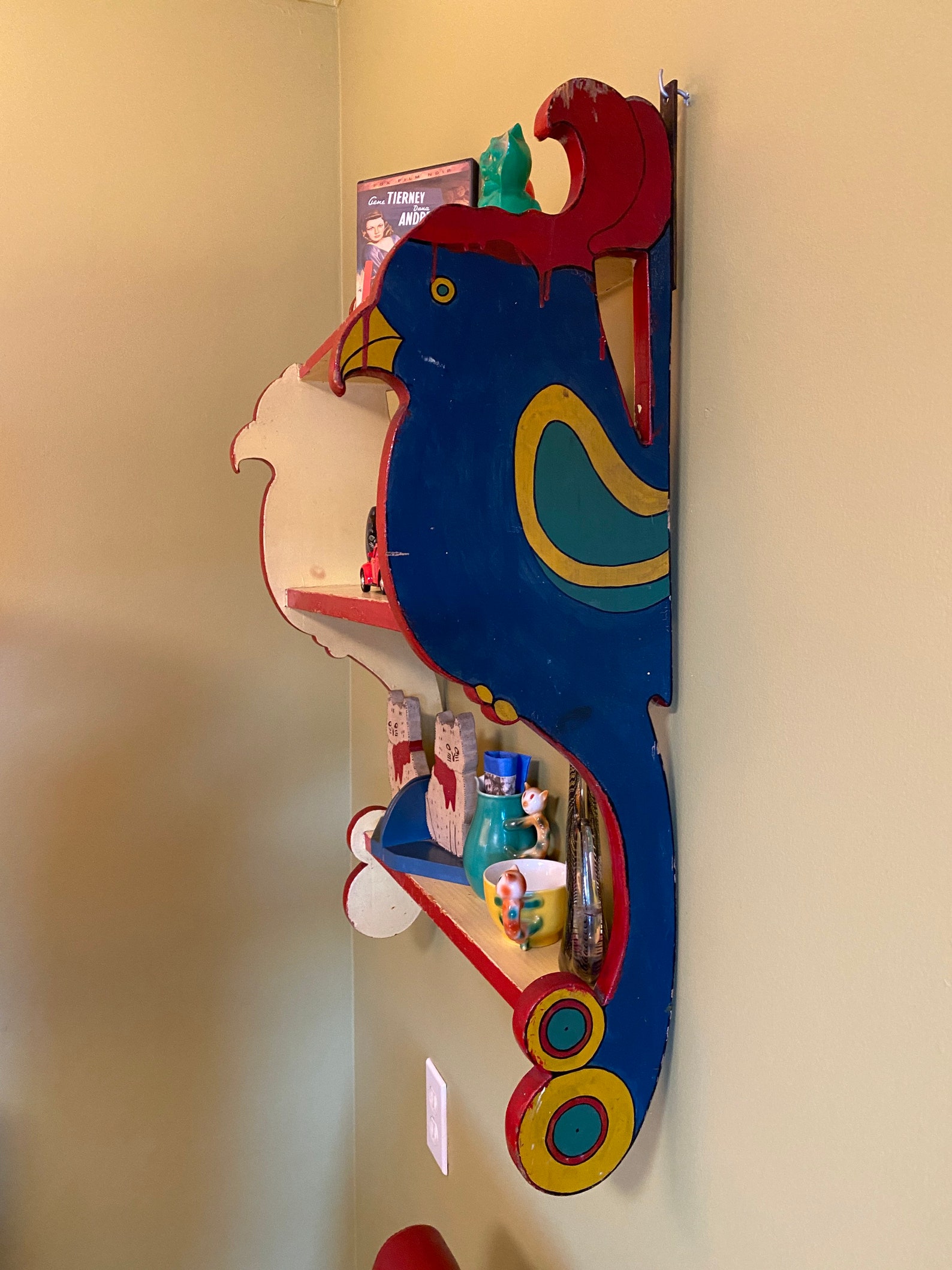 Antique 1920s Wooden Parrot Shelf Hand Painted Folk Art - Etsy