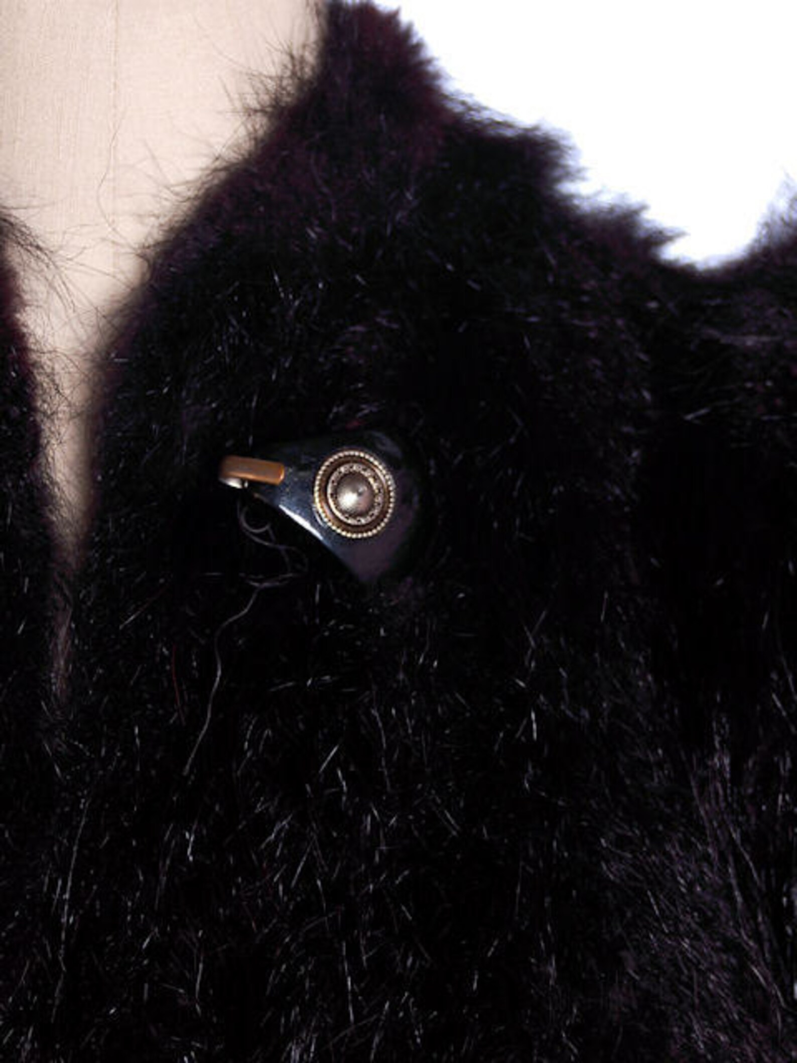 Ethereal Vintage Womens Coat Black Super Shiny Skunk Fur 1930s Big ...