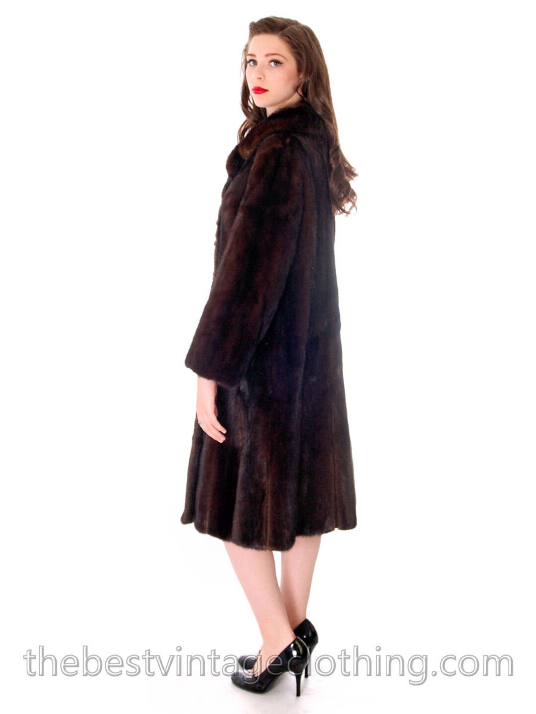 Womens S/M Genuine Saga Mink Vintage Fur Coat TOP Quality Dark - Etsy