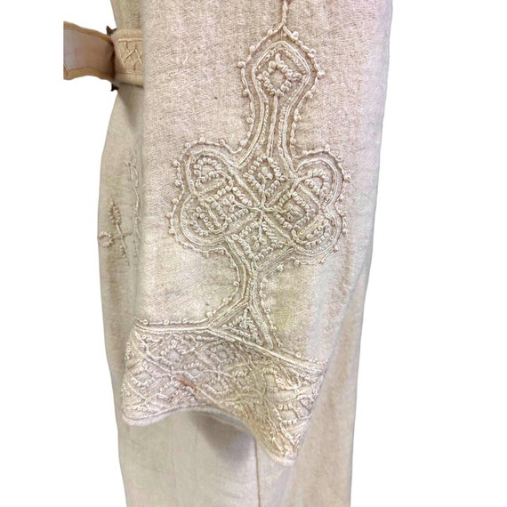 Antique Handwoven Wool Coat Duster Edwardian Cream Em… - Gem