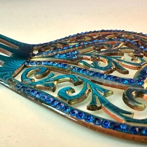 1900s Huge Blue Green Celluloid Art Nouveau Hair Comb Cobalt ...