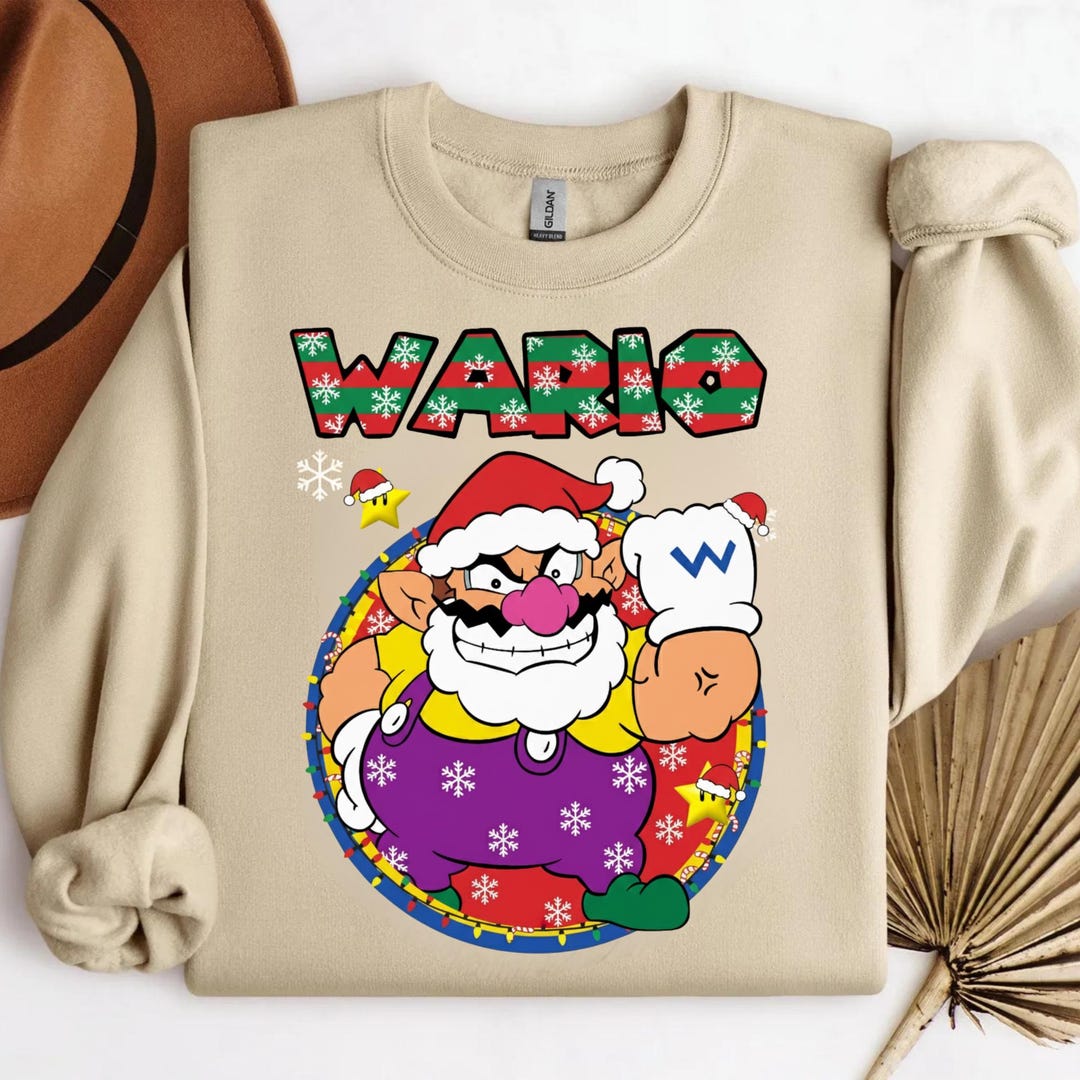 Wario Christmas T-shirt, Funny Santa Wario Sweatshirt, Super Mario Xmas ...