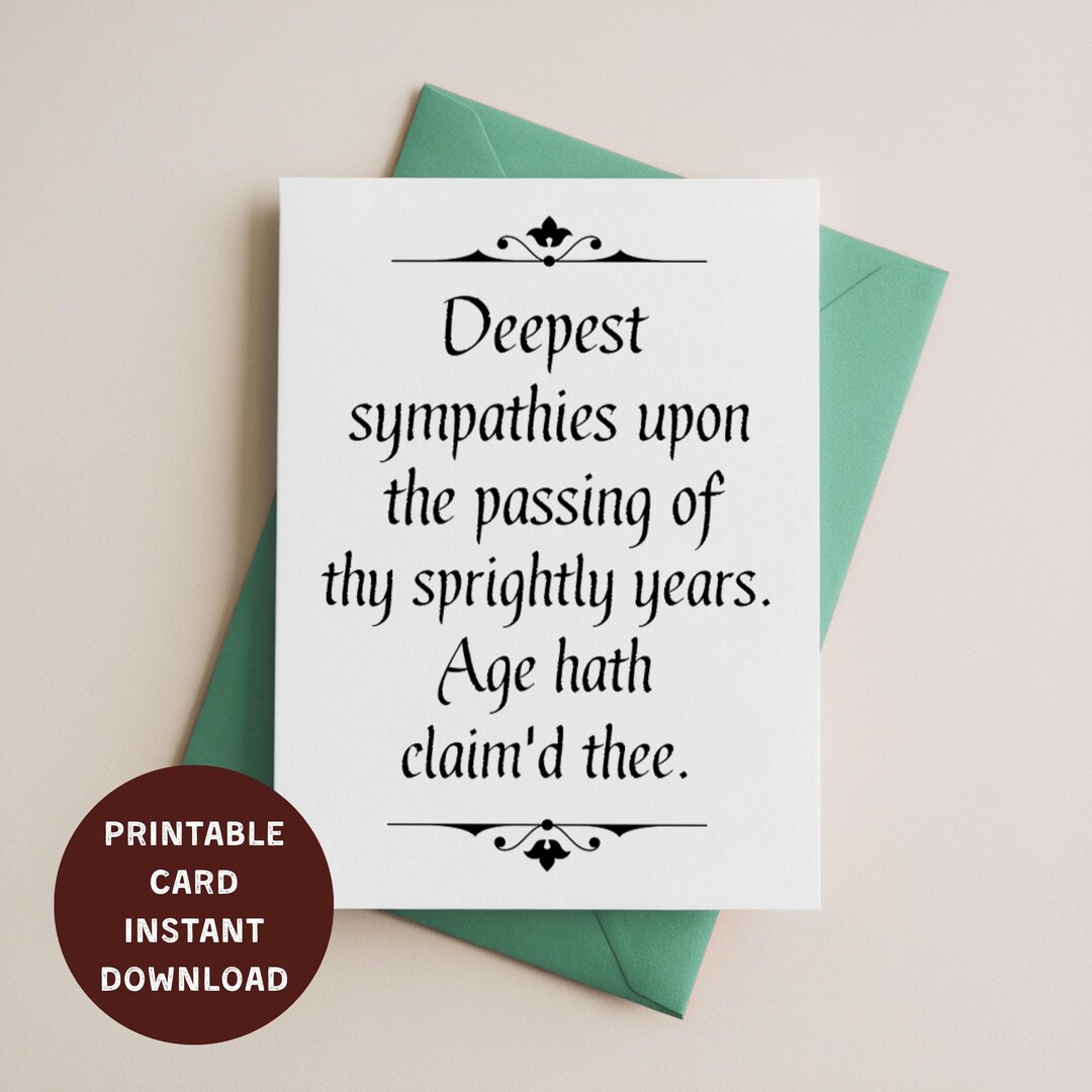 Funny Birthday Card: Dark Humour 4x6 Printable Greeting With Envelope ...