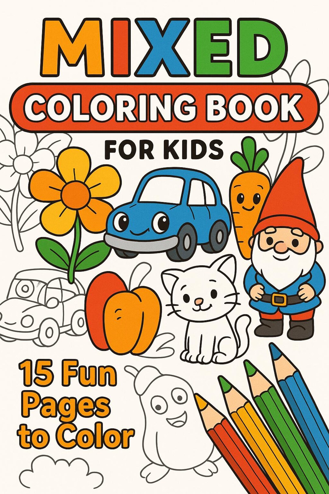 Mixed Coloring Book for Kids Pdf A4 Letter - Etsy