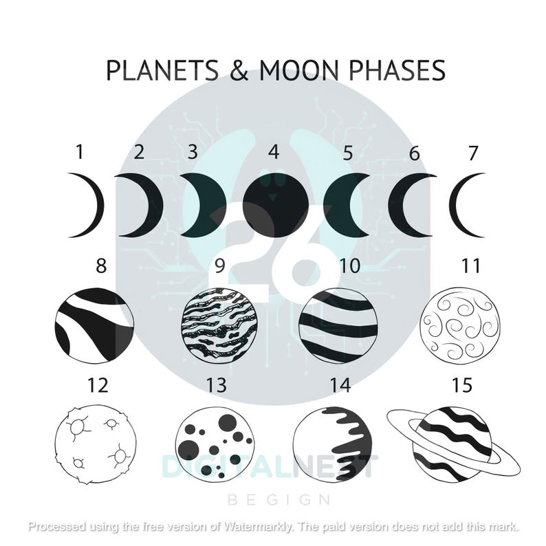 Celestial Clipart Bundle: Sun, Moon, Stars, Crystals (digital Download ...