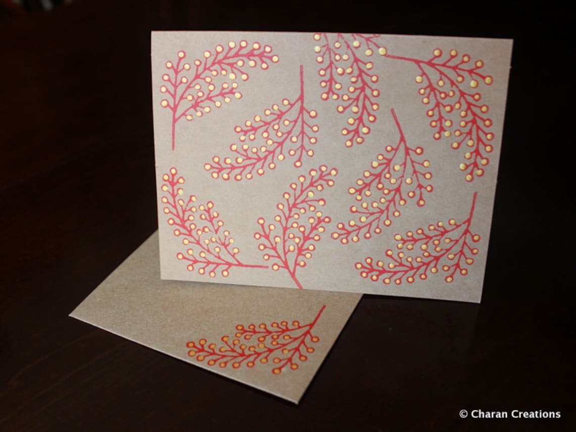 Block Printed Card Indian Theme Card Hand Painted Kraft - Etsy