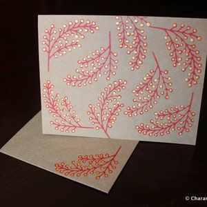 Block Printed Card, Indian Theme Card, Hand Painted Kraft Card- Golden ...