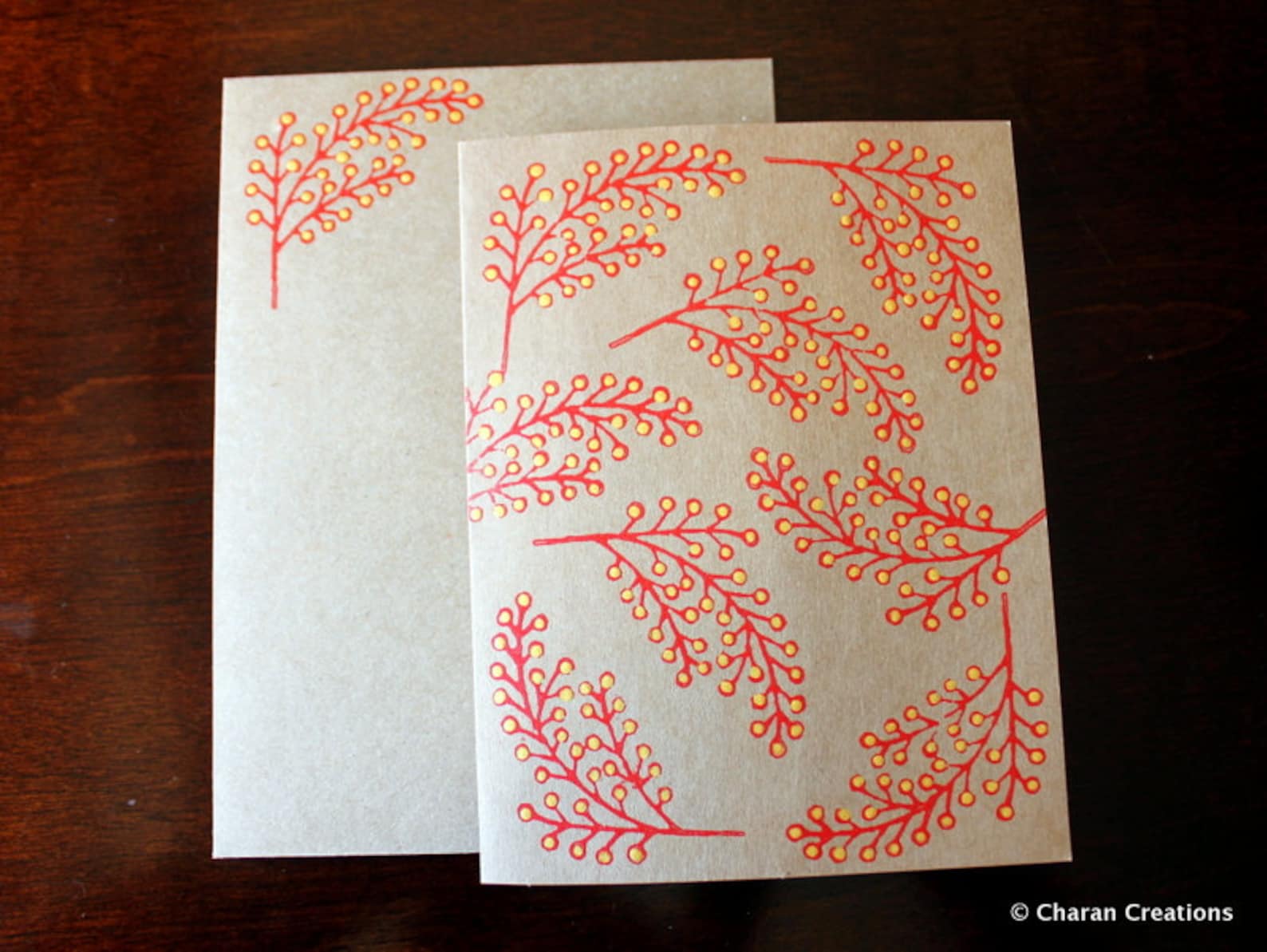 Block Printed Card Indian Theme Card Hand Painted Kraft - Etsy