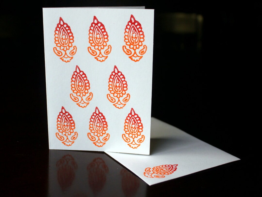 Hand Block Printed Kraft Blank Card With Envelope - Etsy