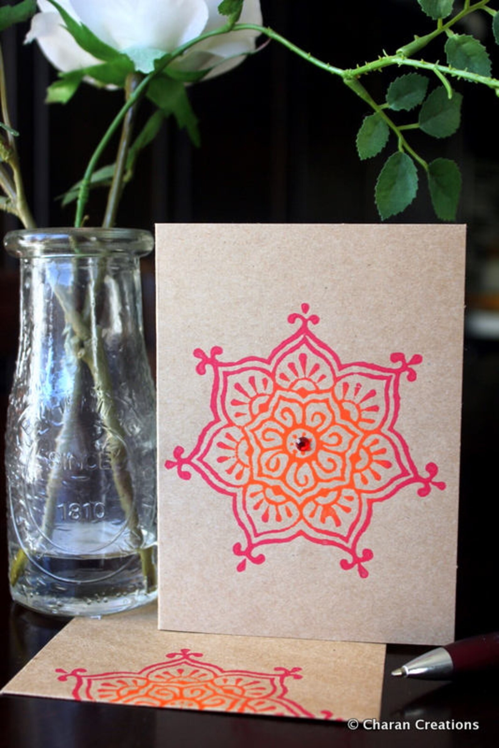Hand Block Printed Kraft Blank Card With Envelope - Etsy