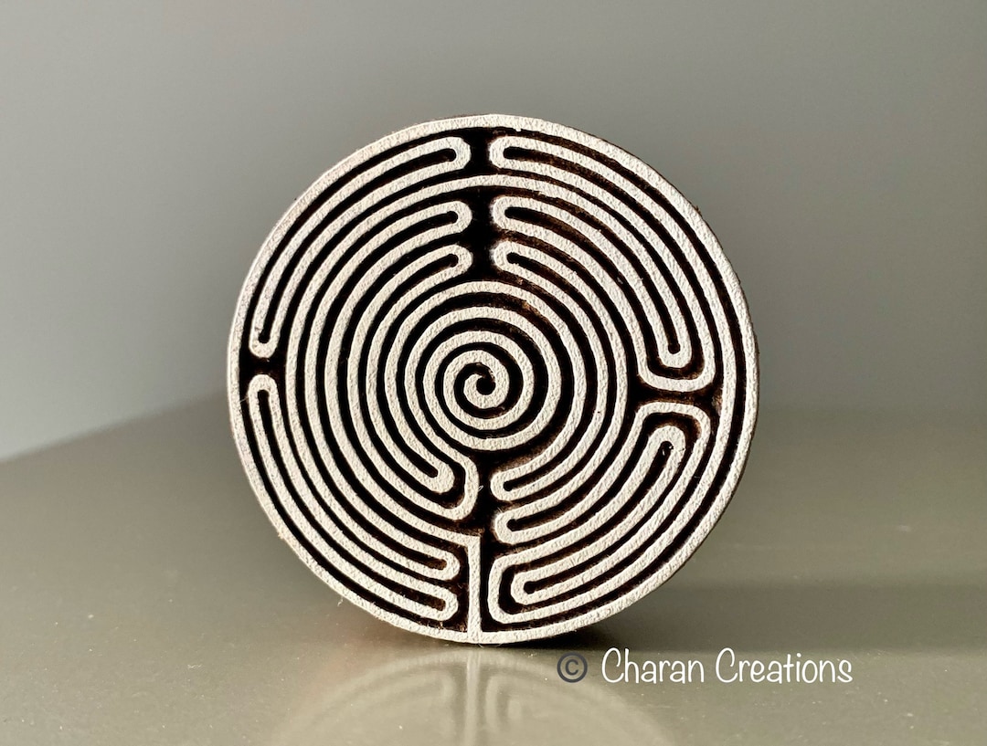 Hand Carved Stamp, Indian Wood Stamp, Blockprint Stamp- Labyrinth - Etsy