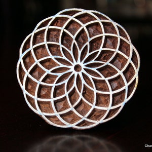 Hand Carved Indian Wood Block Stamp Seed of Life tube Torus - Etsy