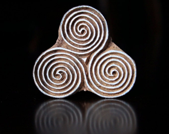 Hand Carved Indian Wood Textile Stamp Block Celtic Tri-spiral - Etsy