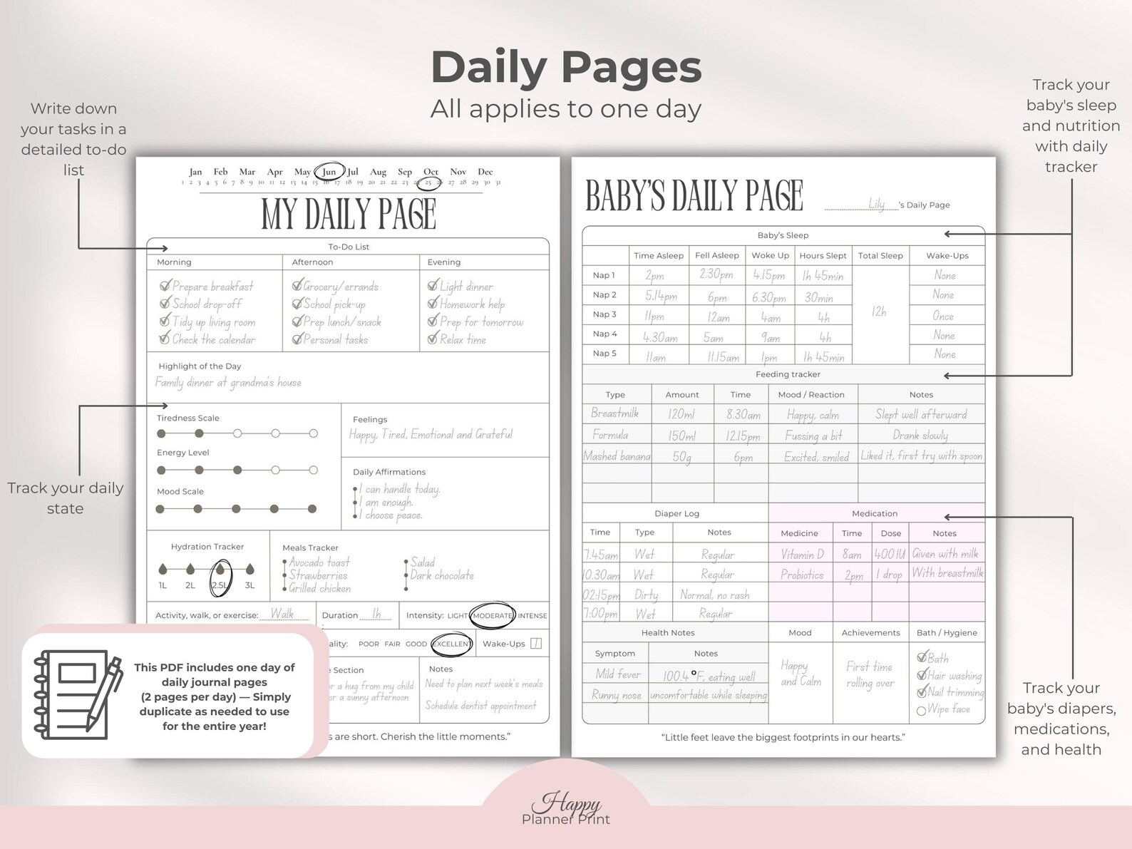 Mom and Baby Parenting Planner for Mom Planner Printable 2026 Dated ...