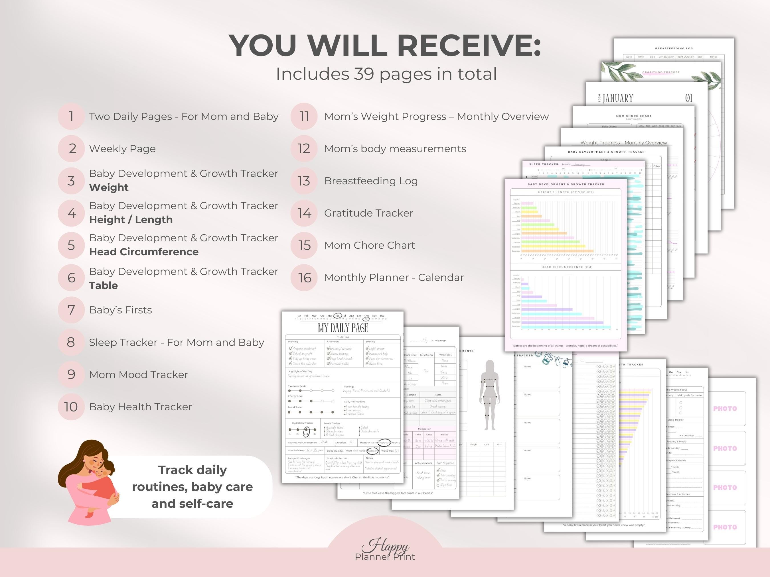 Mom and Baby Parenting Planner for Mom Planner Printable 2026 Dated ...
