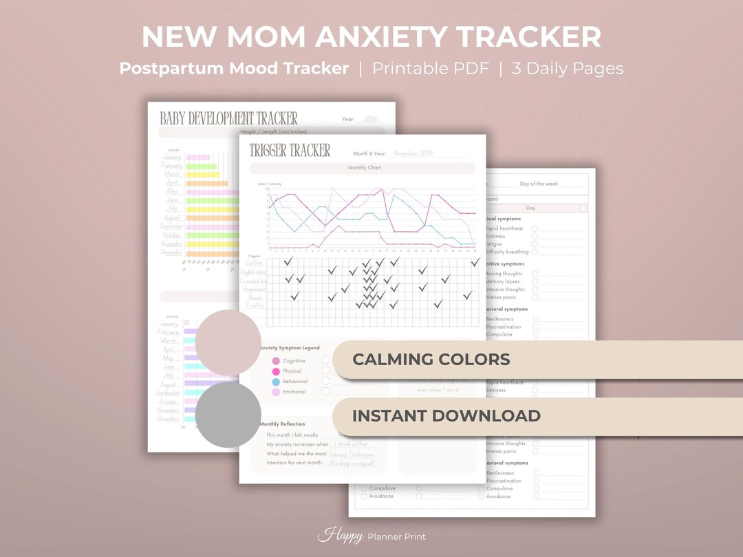Postpartum Anxiety Tracker Daily Symptom Monitoring Tool Maternal ...
